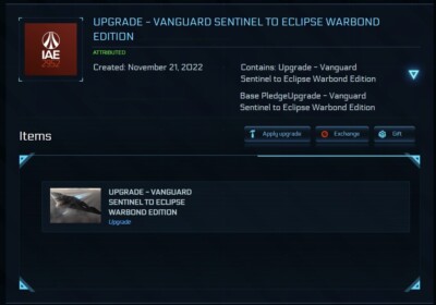 Star Citizen - Vanguard Sentinel to Eclipse CCU | eBay