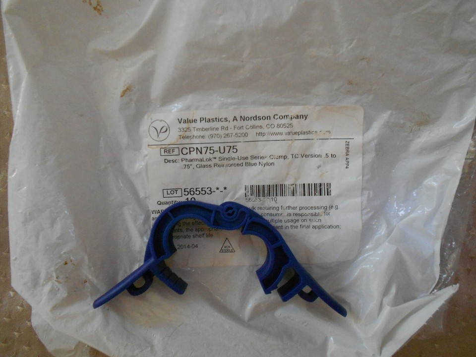 5 x Value Plastic PharmaLok Single Use Clamp 0.5 to 0.75" Glass ...