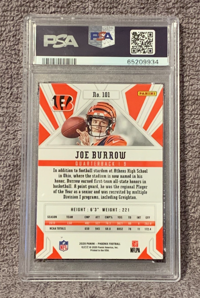 2020 Panini Phoenix #101 Joe Burrow Fire Burst PSA 8 | eBay