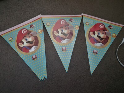 Super Mario Triangle Birthday Party Banner Supplies Room Decoration ...