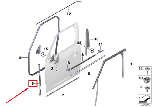 NEW MINI F60 REAR RIGHT B-PILLAR JOINT SEAL 51767390136 7390136 ...