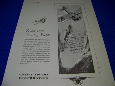 1932 VOUGHT O2U CORSAIR "FLYING FORM FLOATING.." 1-PAGE SALES AD (306GG ...