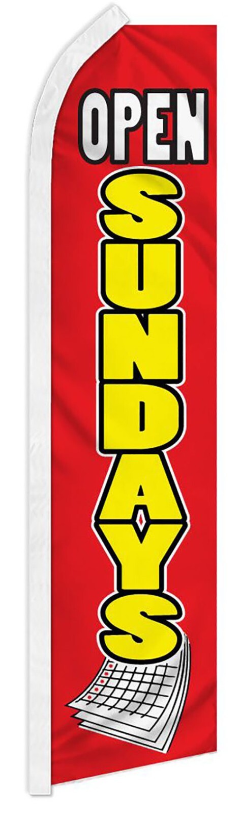 Open Sundays Red Yellow Advertising 2.5'x11.5' Super-Knit Poly Super ...