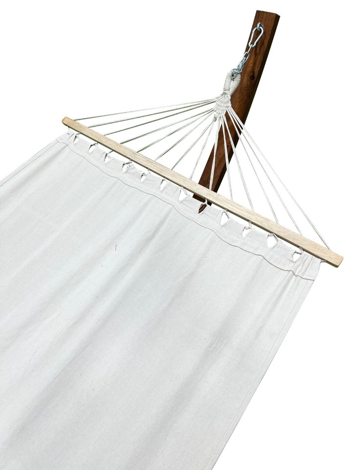 12 Ft Water Treated Teak Stain Wooden Arc Hammock Stand + Beige Hammock ...