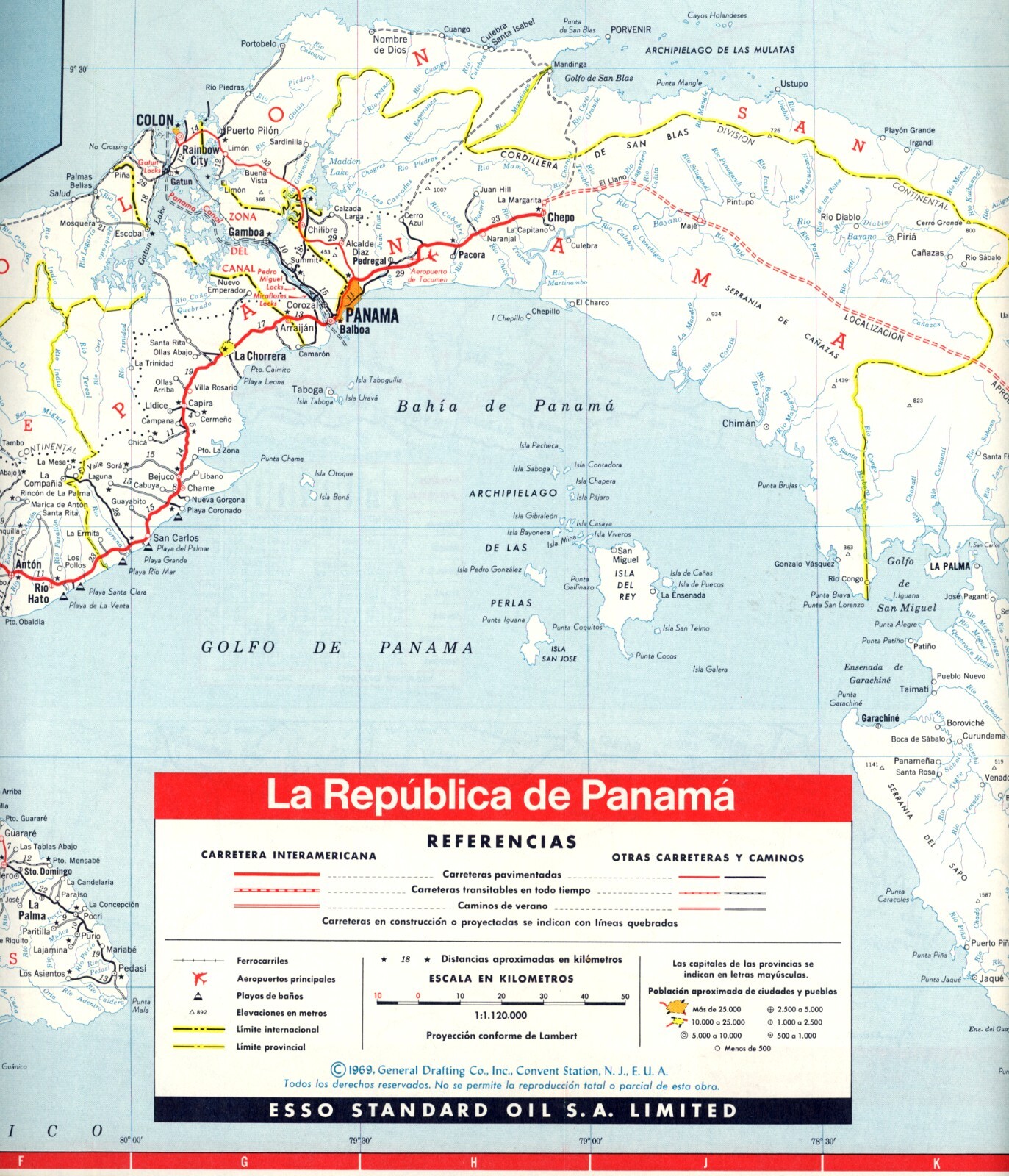 Vintage 1972 Panama Road Map (Spanish Edition) – Standard Oil Co. (Esso ...