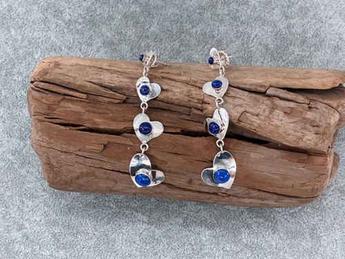 Jay King Lapis Lazuli Multi Heart Drop Dangle Pierced Sterling Silver ...