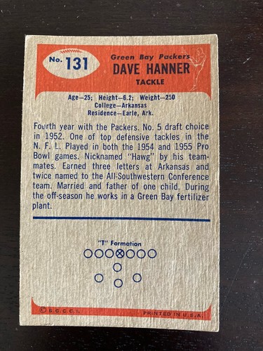 1955 Bowman #131 Dave Hanner VG Green Bay Packers | eBay