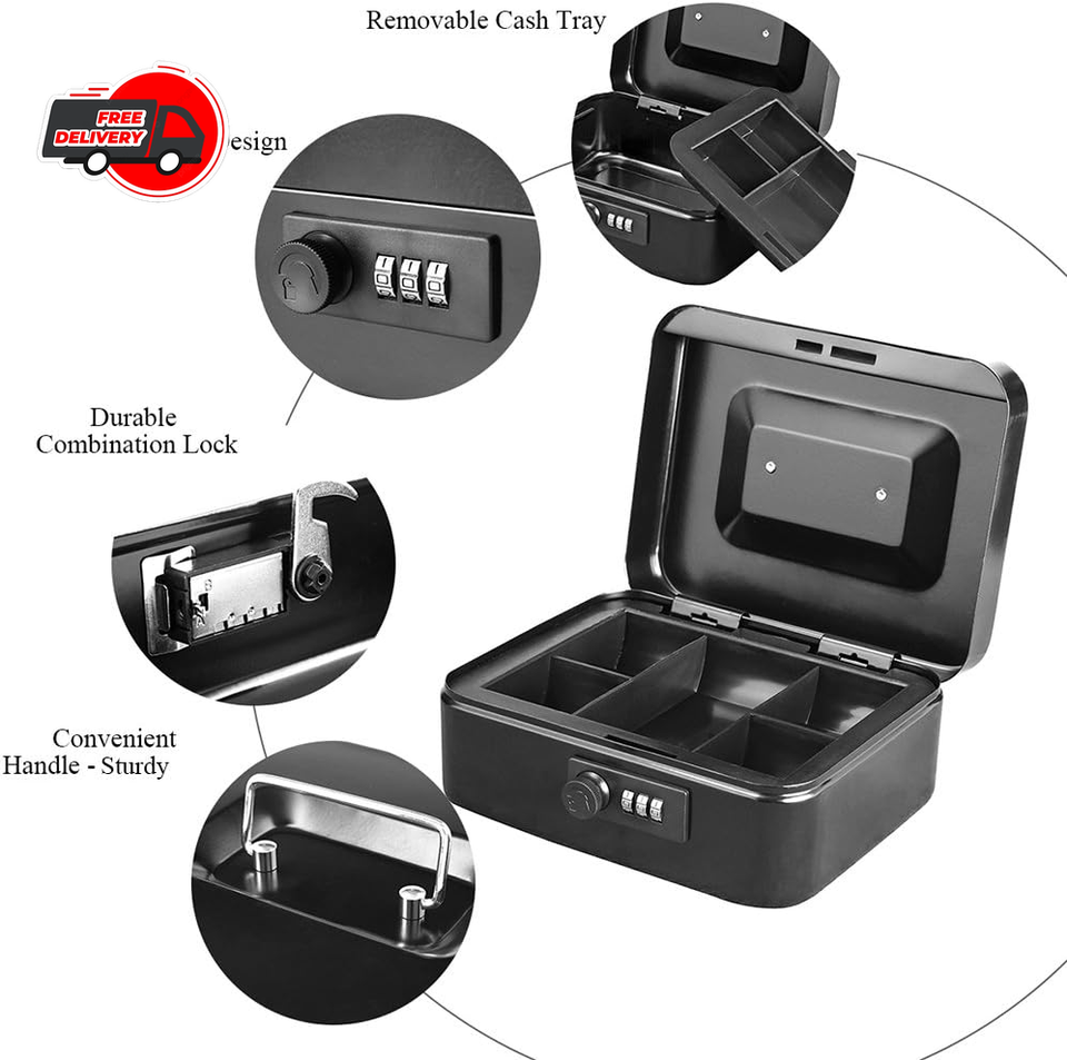 Secure Cash and Medication Lock Box with Combination Lock Compact ...