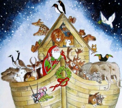 "Noah's World" Print by Ching Walters in White Mat 8 X 10" Christmas ...