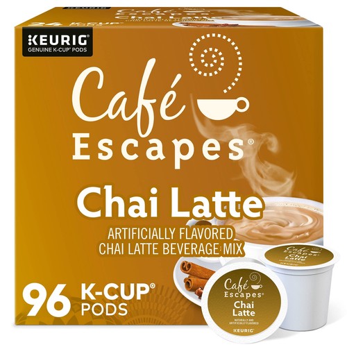 Cafe Escapes Chai Latte K-Cup Pods 96 Count - Gourmet Tea Coffee Pods ...