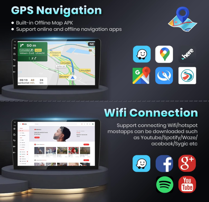 2+32G Double DIN Rotatable 10in Android13 Car Stereo Radio GPS WIFI ...