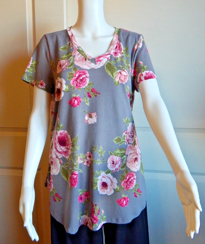 Honey Me Women's Soft Floral V-Neck Short Sleeve Top Size Medium | eBay
