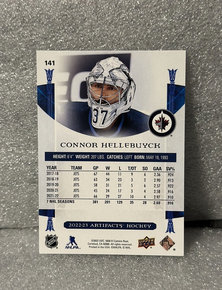 Connor Hellebuyck 2022-23 Upper Deck Artifacts Blue 042/199 #141 | eBay