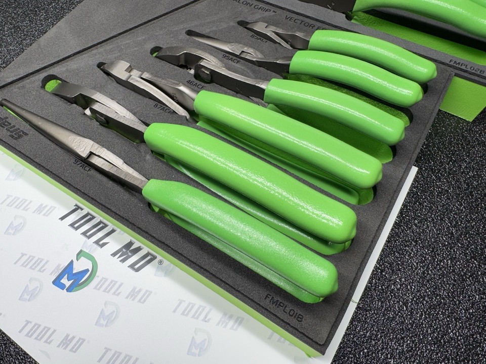 Snap-on Tools USA NEW GREEN 12-Piece Essential Pliers / Cutters Foam ...
