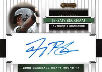 Jeremy Beckham autographed baseball card (Draft) 2008 Razor #157 ...