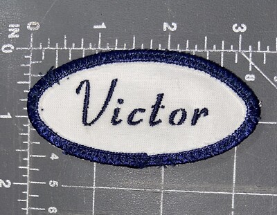 Vintage Victor Name Tag Patch Badge Blue White Victoria Victory Viktor ...