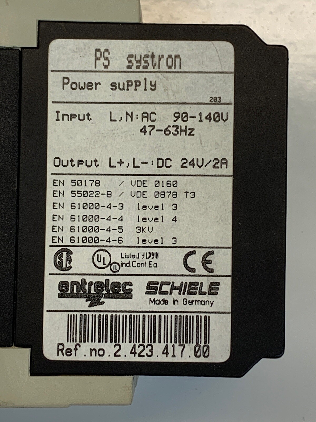 ENTRLEC/SCHIELE 24V 2A PS SYSTRON POWER SUPPLY FAST SHIPPING!*WARRANTY ...