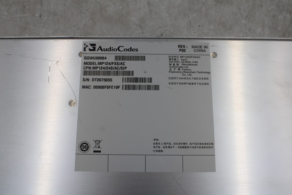 Audiocodes MP124/FXS/AC MediaPack Series MP-124 VoIP Gateway No AC ...
