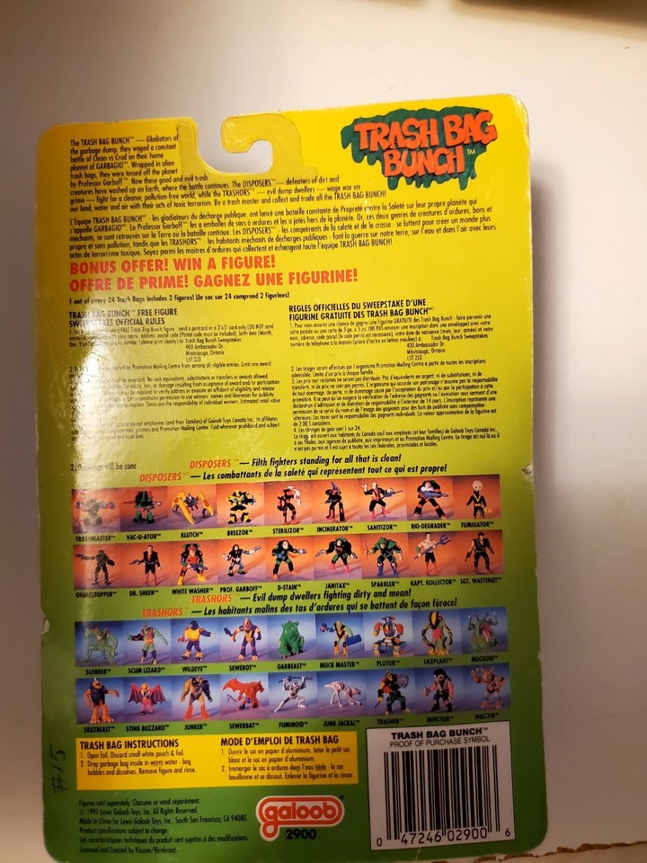 Vintage TRASH BAG BUNCH Toy #4 Galoob 1991 NEW 2900 Figure Dissolving ...