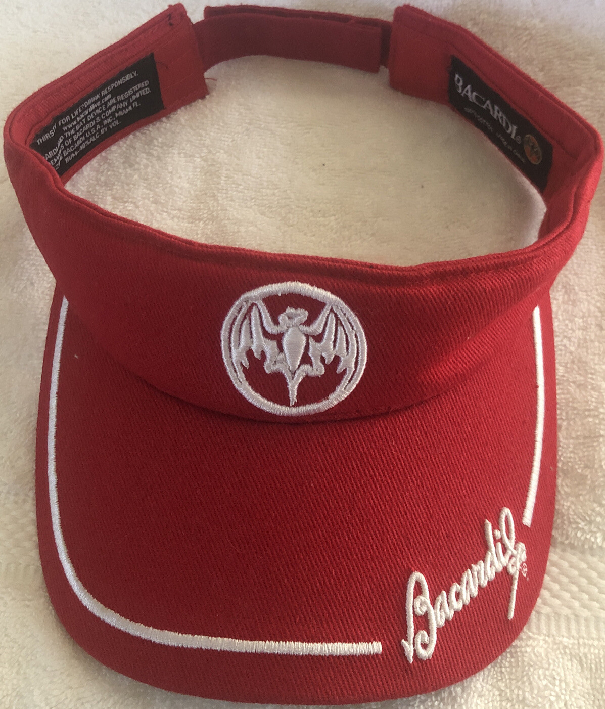 Bacardi Visor Strapback Adjustable Red/White Bat Logo | eBay
