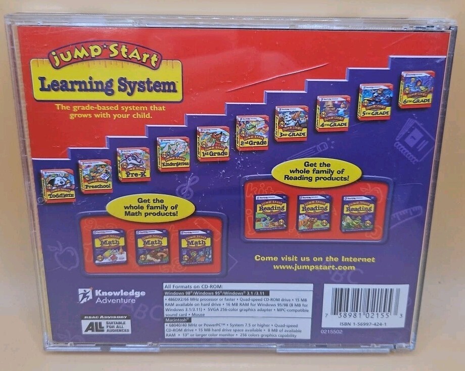 JumpStart Reading for Kindergartners (PC & MAC, 1996) Ages 4-6 ...