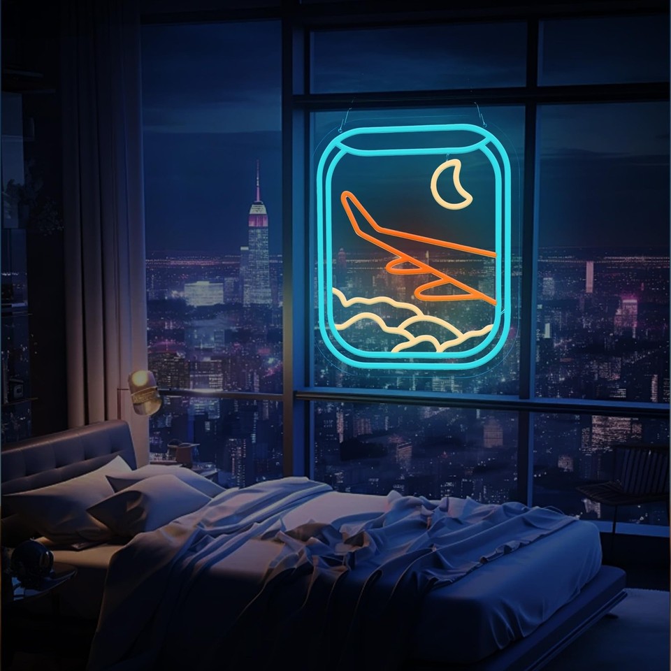 Airplane Window View Neon Sign for Kids Room Wall Decor, Airplane ...