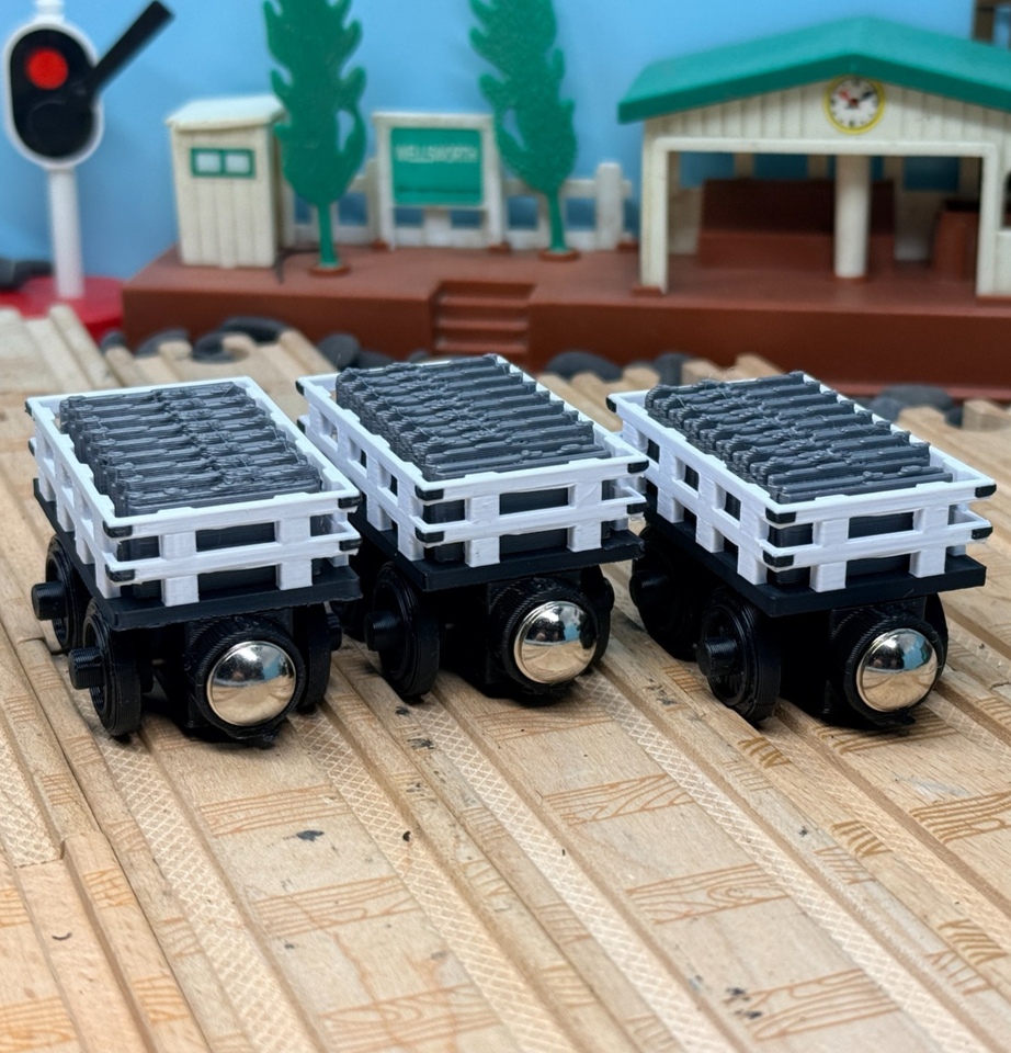 Wooden Railway 3 Small Narrow Gauge Slate Trains 3D Faces Custom Thomas ...