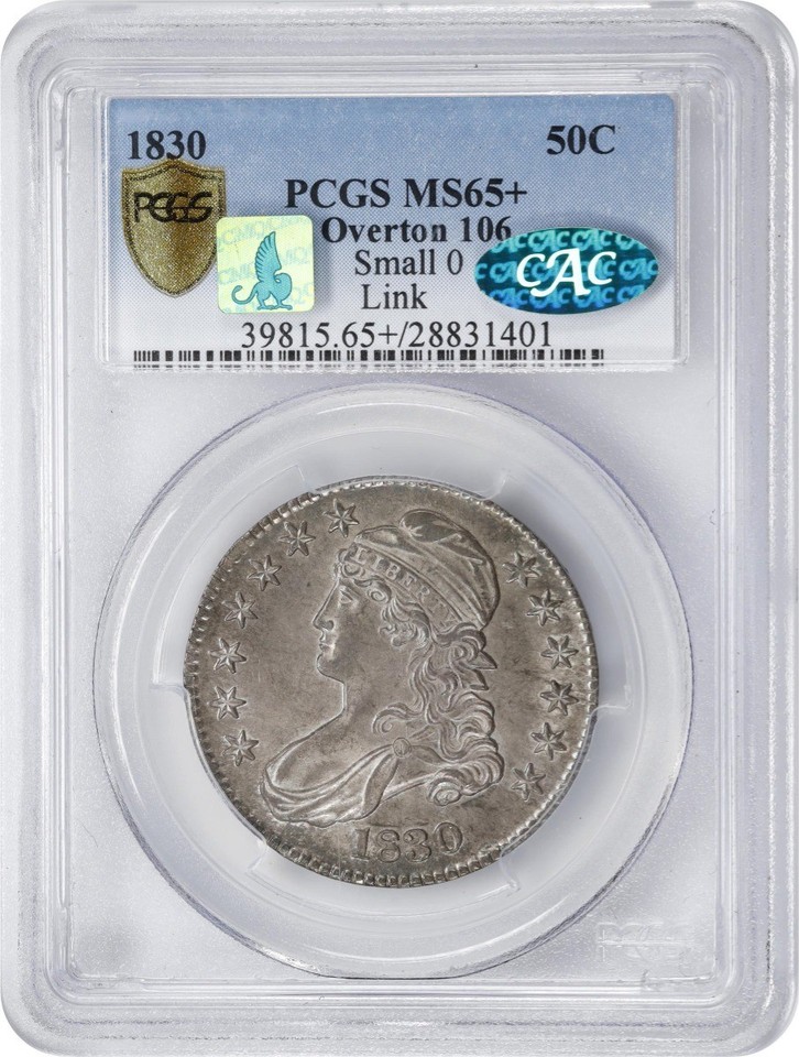 1830 50C Small 0 Overton 106 Capped Bust Half Dollar PCGS MS65+ (CAC ...