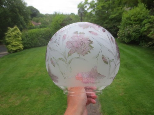 SUPERB ORIGINAL RARE VICTORIAN ANTIQUE GLASS DUPLEX OIL LAMP SHADE RD ...