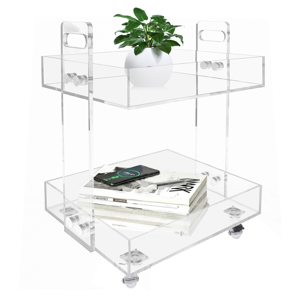 Clear Acrylic Double-Layer Side Table for Storage and Serving | eBay