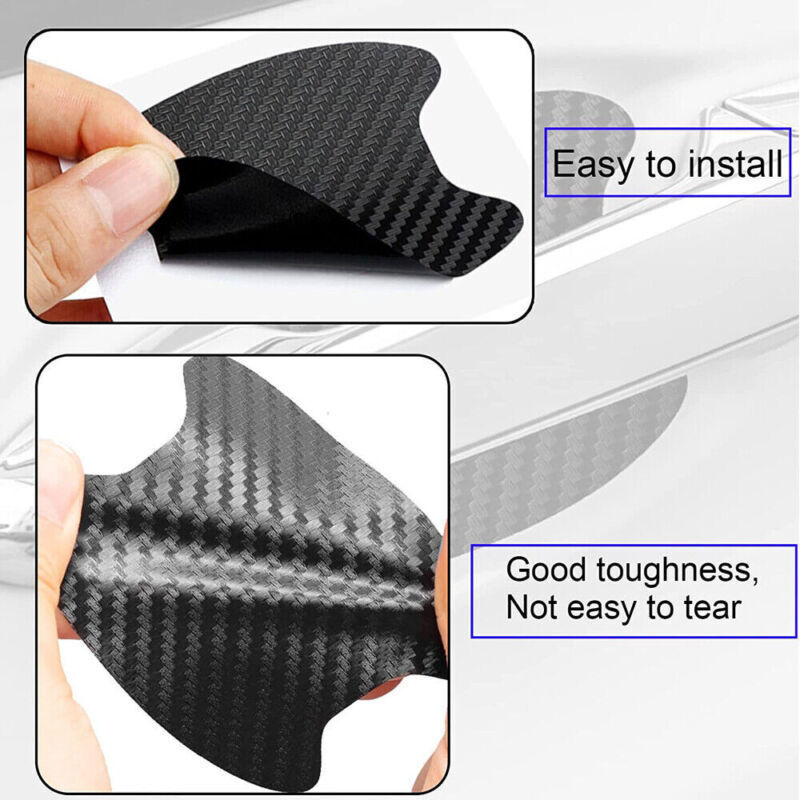 4Pcs Carbon Fiber Anti-Scratch Sticker Auto Car Door Handle Film Guard ...