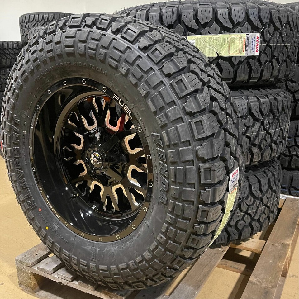 20x10 Fuel D611 Stroke Black Wheels Rims AT 37" Tires 6x135 Ford F150 ...