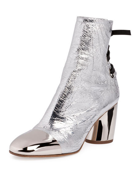 Proenza Schouler Tumbled Metallic Leather Silver Boots Size Proenza Schouler Tumbled Metallic Leather Silver Boots Size