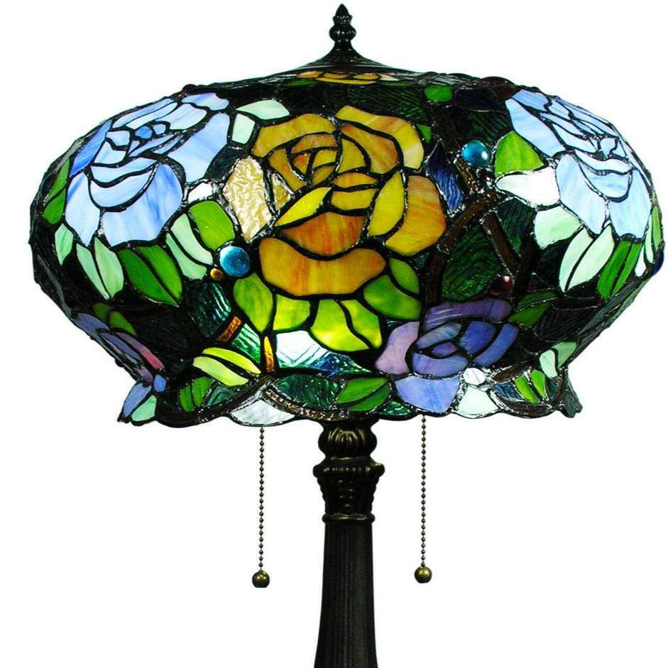 Floral Rose Design Stained Glass Tiffany Style Table Lamp 27in | eBay