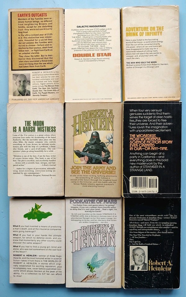 Lot of 9 Robert A. Heinlein Vintage Paperback Books Science Fiction Pb ...