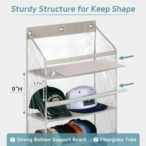 Clear Over the Door Hat Racks for Baseball Caps, Hold 48 Caps Hat 36.2 ...