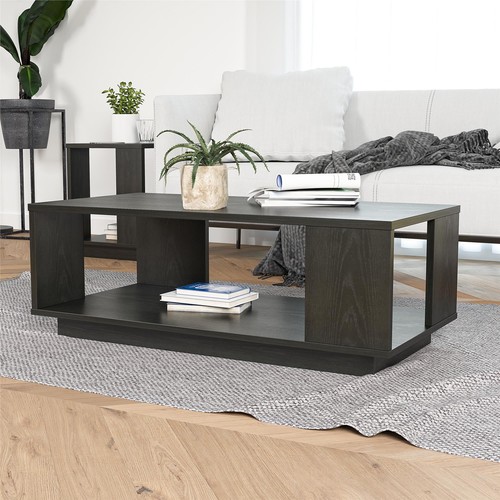 Ameriwood Home Glenvale Contemporary Rectangle Coffee Table Black Oak Modern | eBay