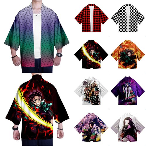 Anime Slayer: Demon Kimetsu No Yaiba Cosplay Loose Haori Kimono Tops ...