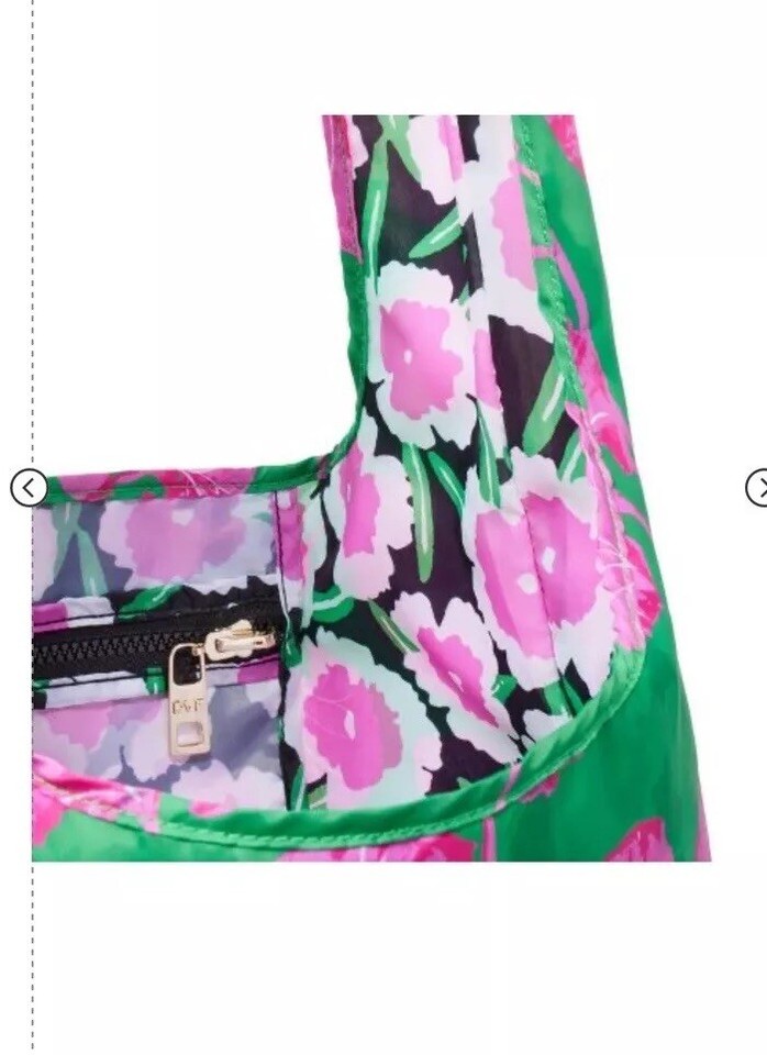 Diane Von Furstenberg Poppy Geranium Leaf Pink Green Reversible Bag DVF ...