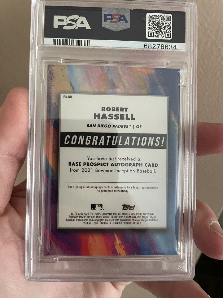 2021 Bowman Inception Autographs Fuchsia Robert Hassell Auto /75 psa 9 ...
