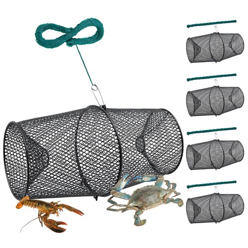 4 Set Minnow Trap Crawfish Trap with Closure Spring Clip and 4 Pcs Hand ...