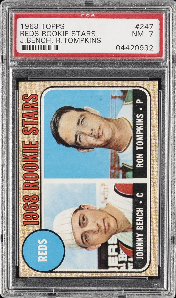 1968 TOPPS JOHNNY BENCH/RON TOMPKINS #247 REDS ROOKIES ROOKIE RC PSA 7 ...