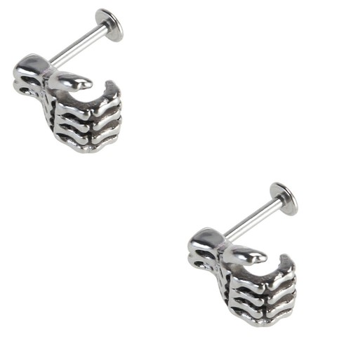 2 Pack Lip Piercing Rings Studs for Bottom C-shaped Cuff Earrings Fake ...