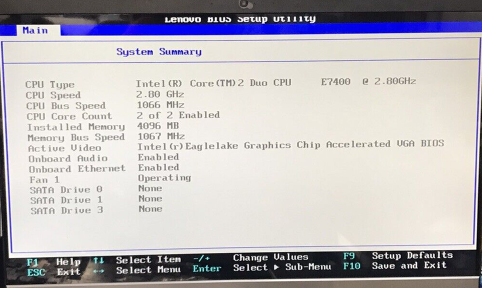 Lenovo ThinkCentre 7360BF9 Desktop 2 Duo E7400 4GB Ram No HDD/OS Boot ...