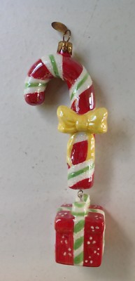 VINTAGE CHRISTOPHER RADKO CANDY CANE PRESENT ORNAMENT | eBay