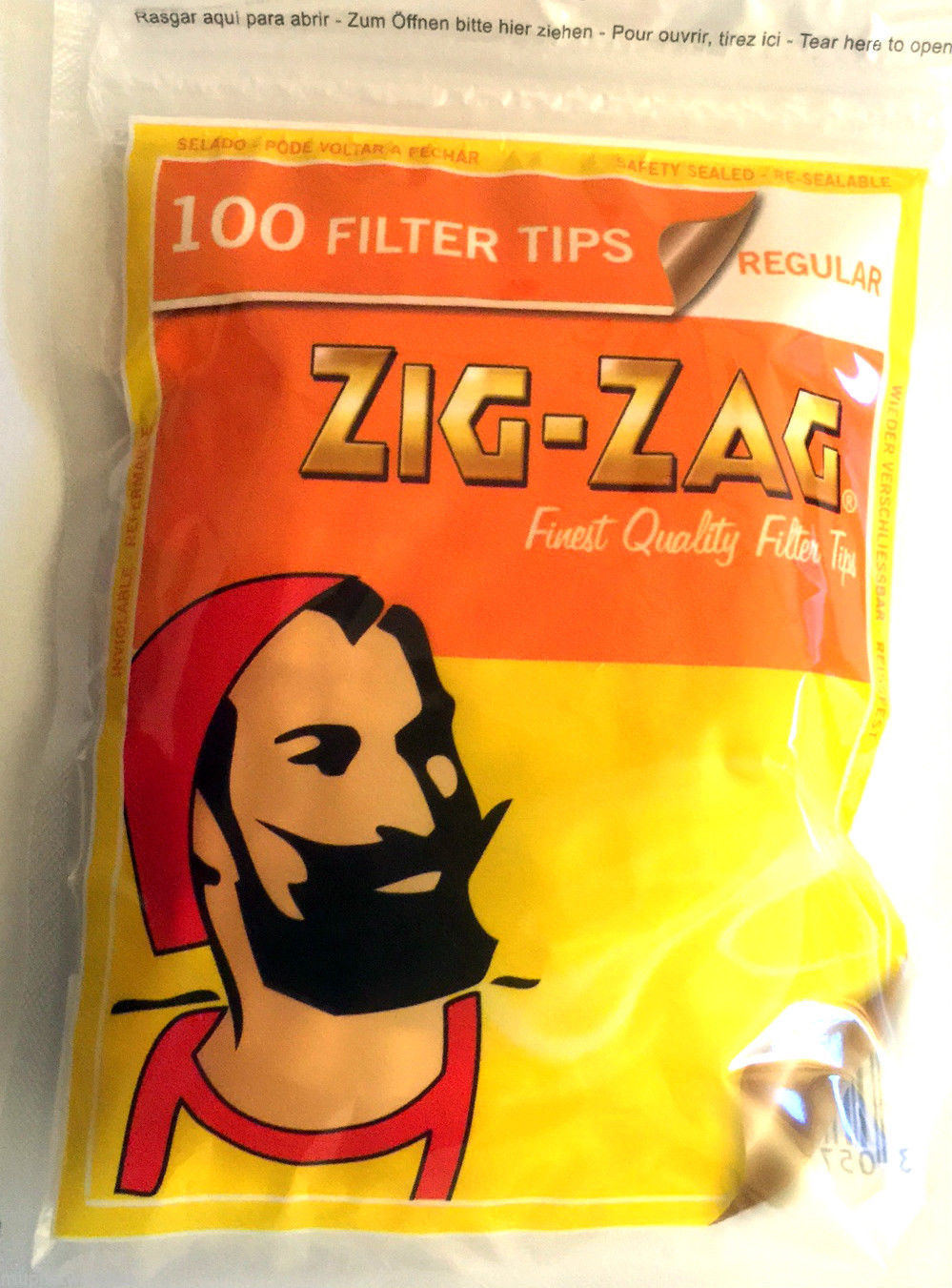 ZIG ZAG REGULAR 100 Resealable Bag of Rolling Cigarette Tobacco Filter ...
