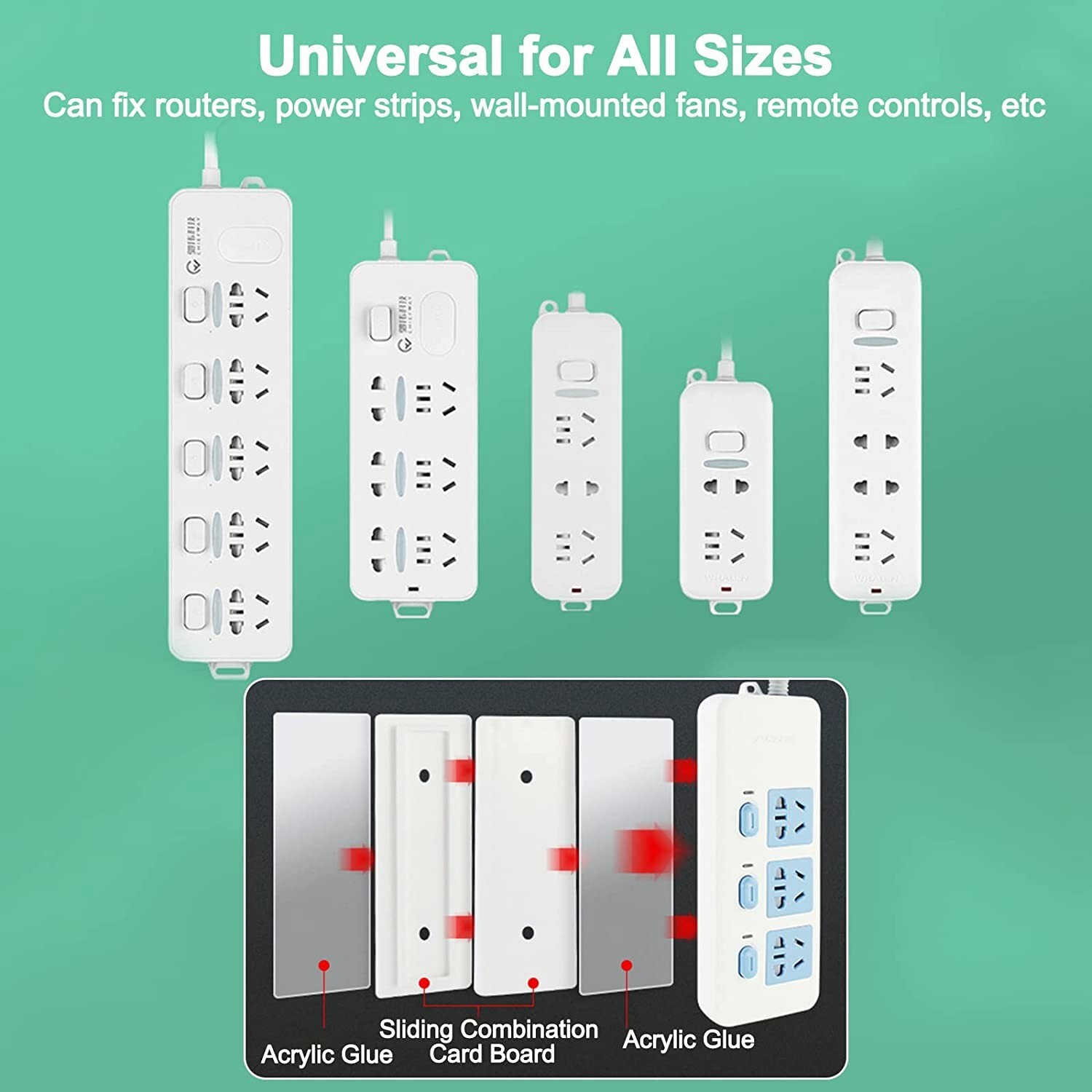 4X Wall Mount Plug Fixer Self-Adhesive Power Strip Plug Holder Socket ...