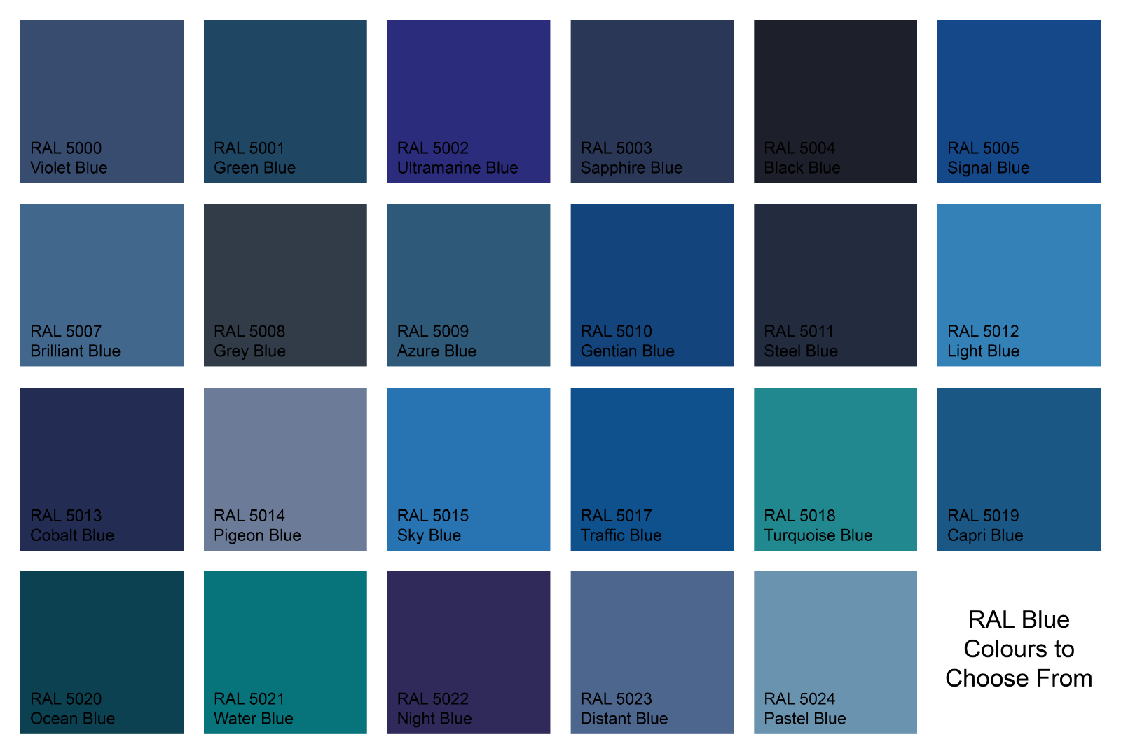 2K Paint Acrylic RAL Blue Colours 5000 - 5024 (FREE NEXT DAY DELIVERY ...