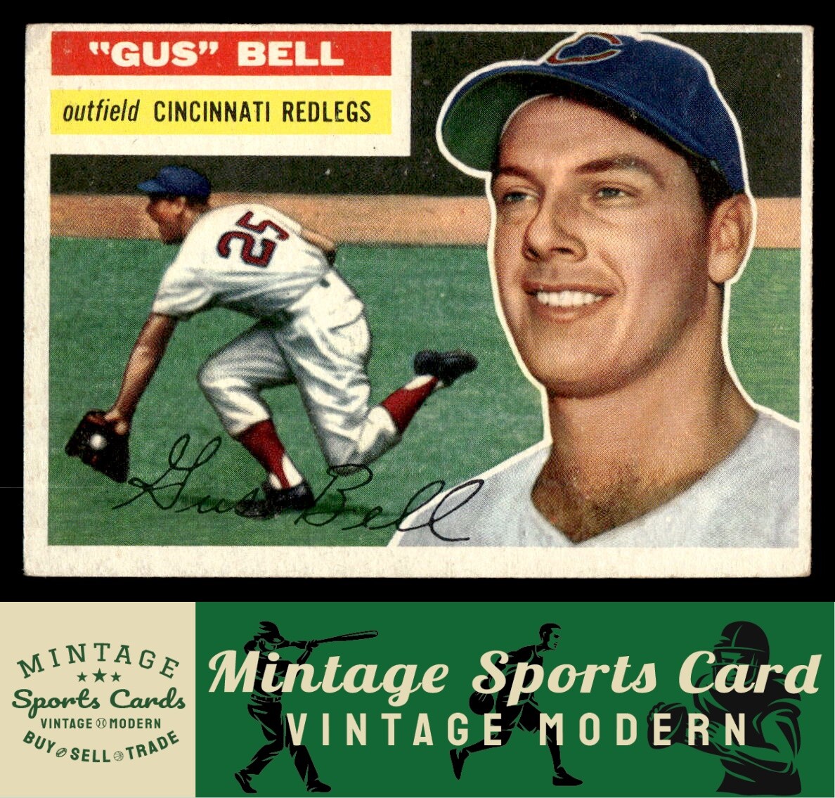 1956 Topps - Gus Bell - #162 Cincinnati Reds | eBay