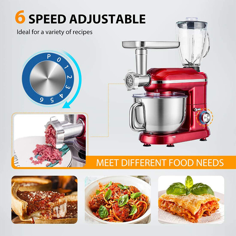 3-in-1 Food Stand Mixer 6Qt 650W 6-Speed Meat Grinder Juice Blender ETL ...